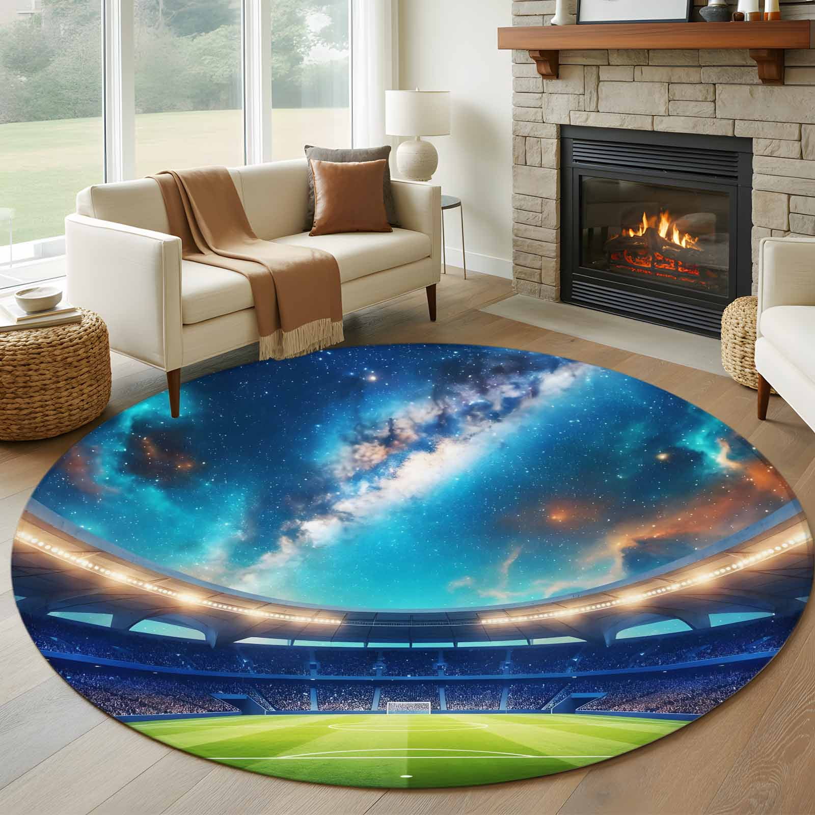 Celestial Arena 5FT Round Area Rugs for Living Room Art Galaxy Stadium ...