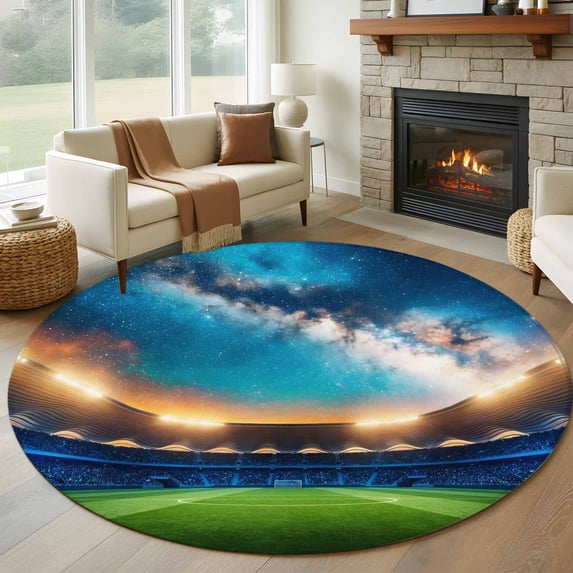 Celestial Arena 5FT Round Area Rugs for Living Room Art Galaxy Stadium ...