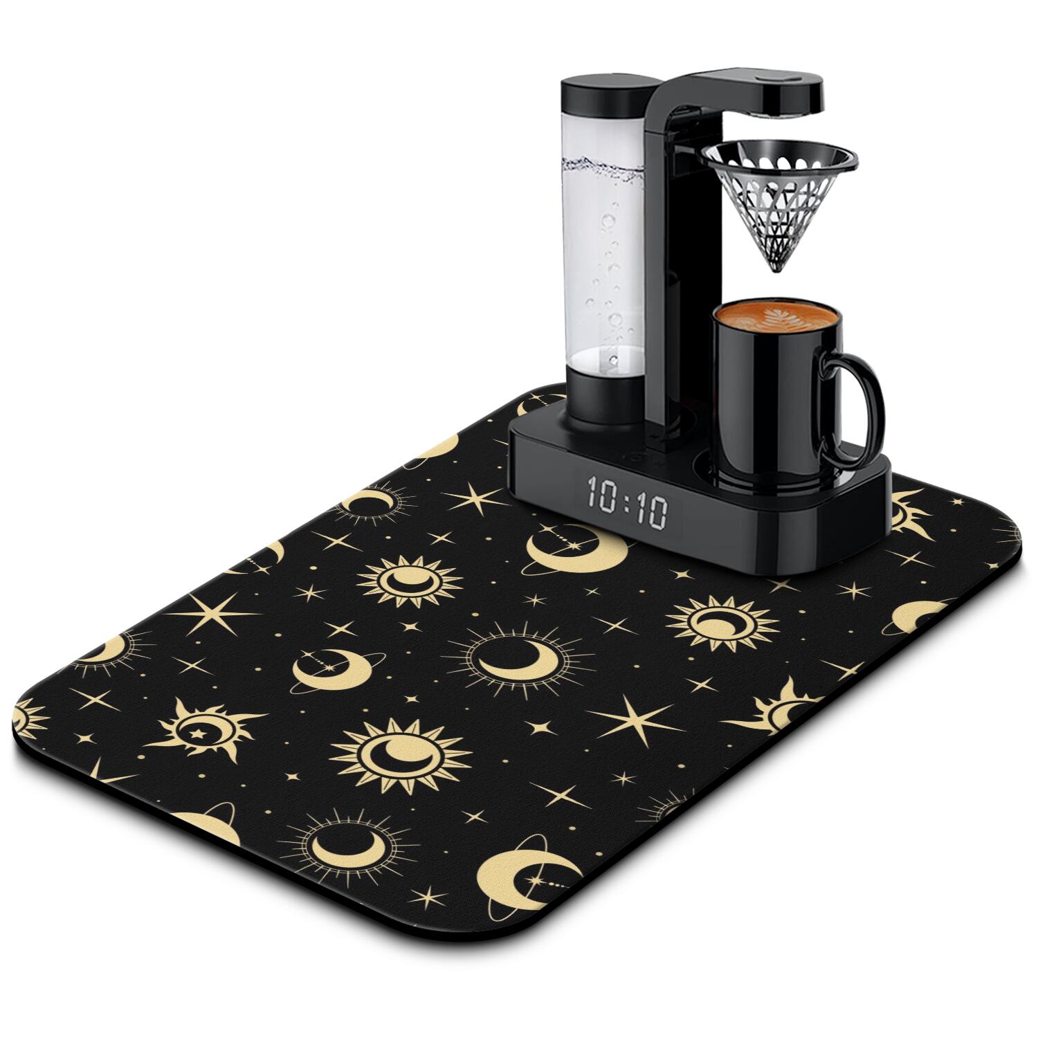 Celestial Art Coffee Station Mat - Boho Starry Night Absorbent Coffee ...