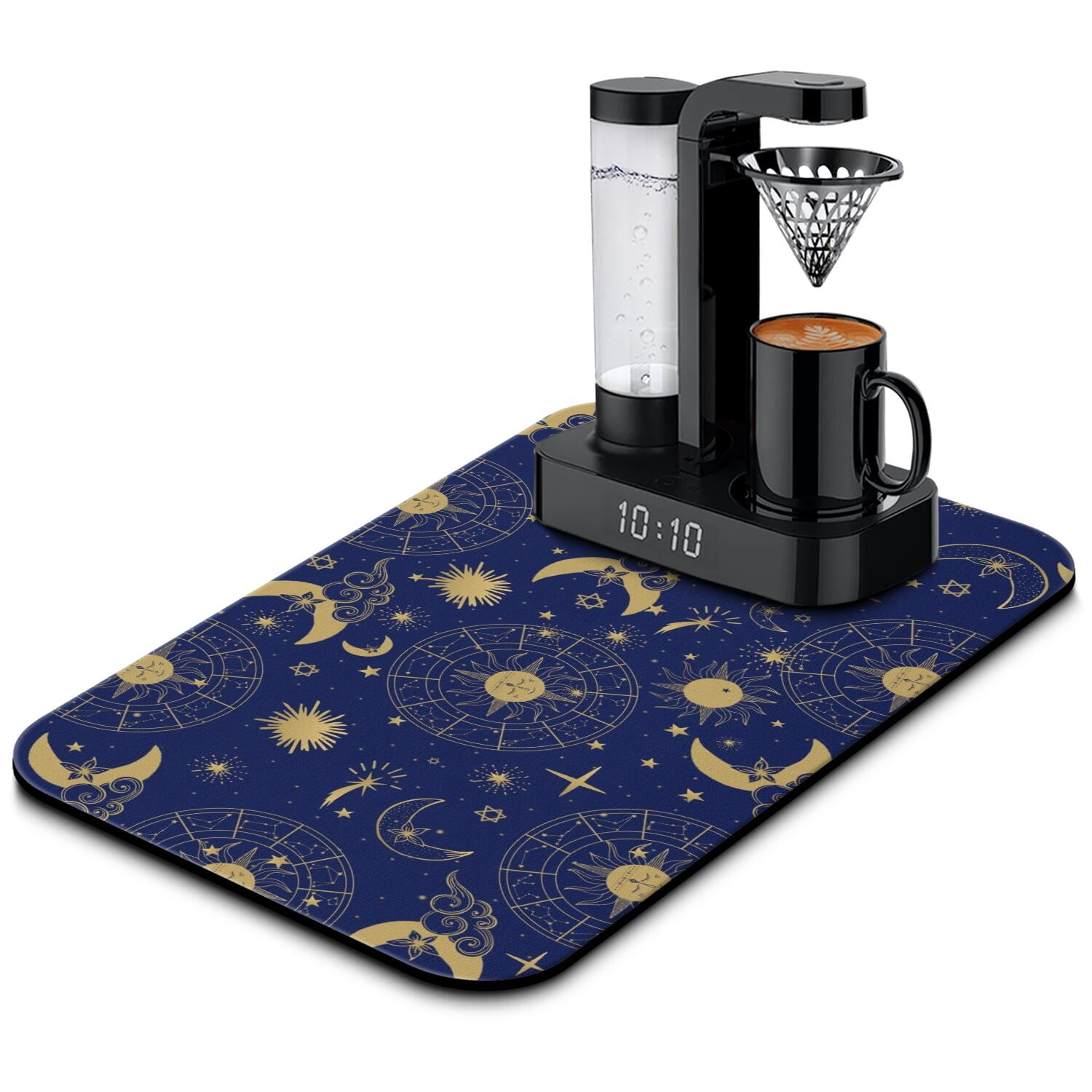 Celestial Art Coffee Station Mat - Boho Starry Night Absorbent Coffee ...