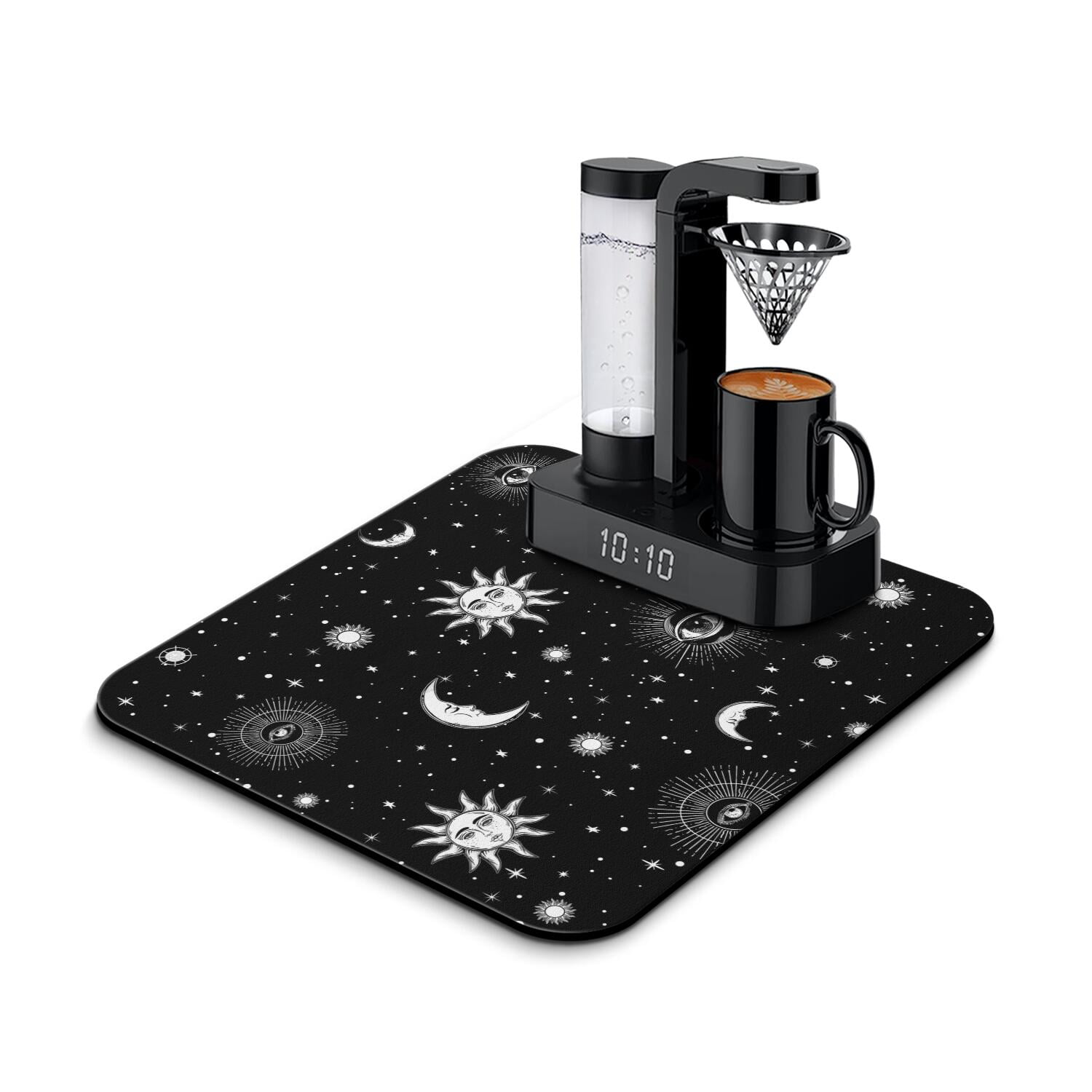 Celestial Art Coffee Station Mat - Boho Starry Night Absorbent Coffee Maker Mat - Non-Slip ...