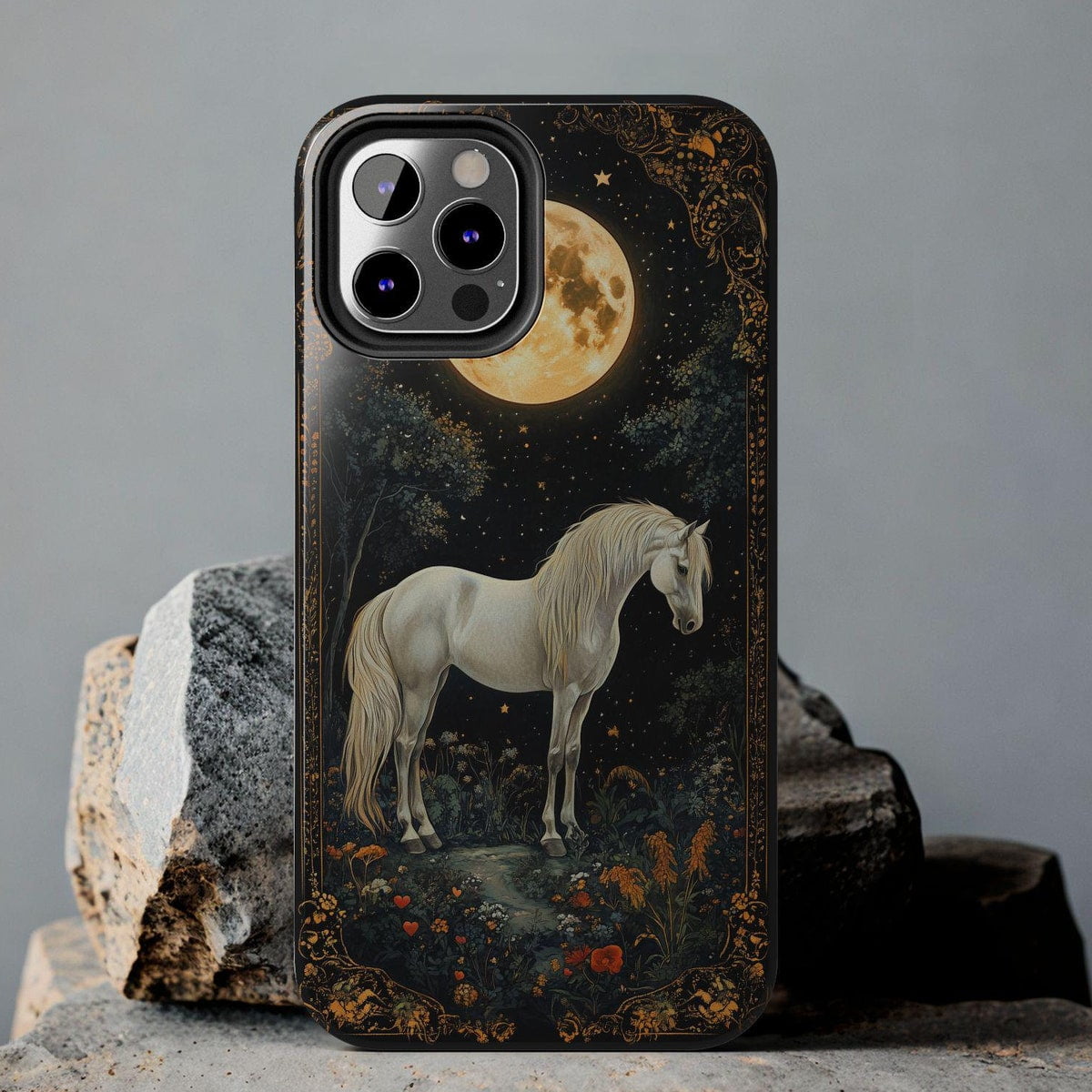 Celestial Art Deco Wildflower Boho Style White Horse Phone Case for 17 ...