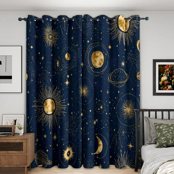 Celestial Astrology Curtains For Living Room , Aesthetic Sun Moon ...