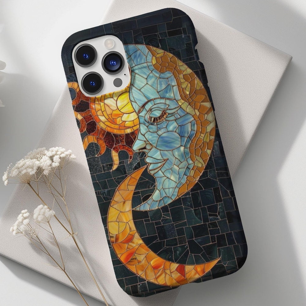 Celestial Astrology Moon Sun Mosaic Phone Case with iPhone 17 to 11 Pro ...