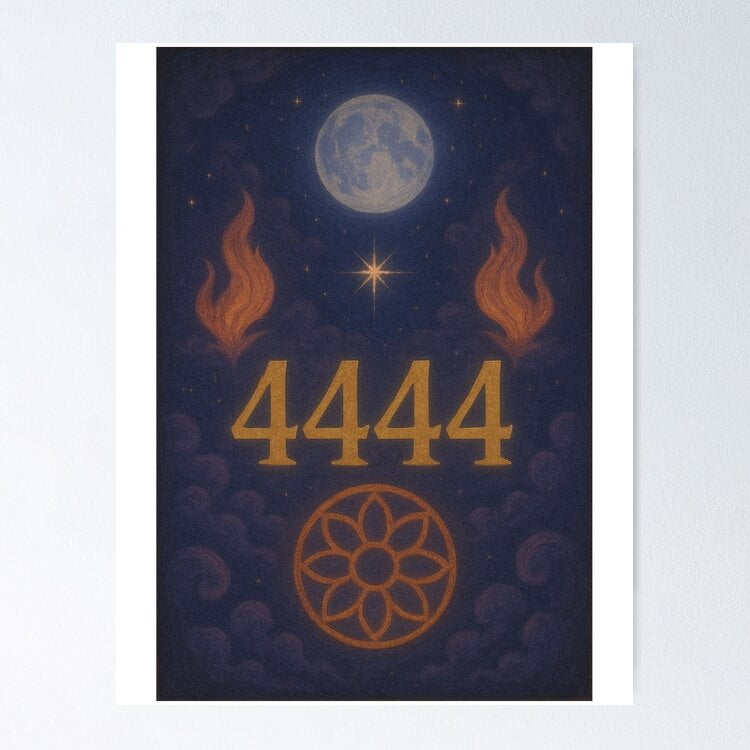 Celestial Awakening €“ Angel Number 4444 In Sacred Balance Poster ...