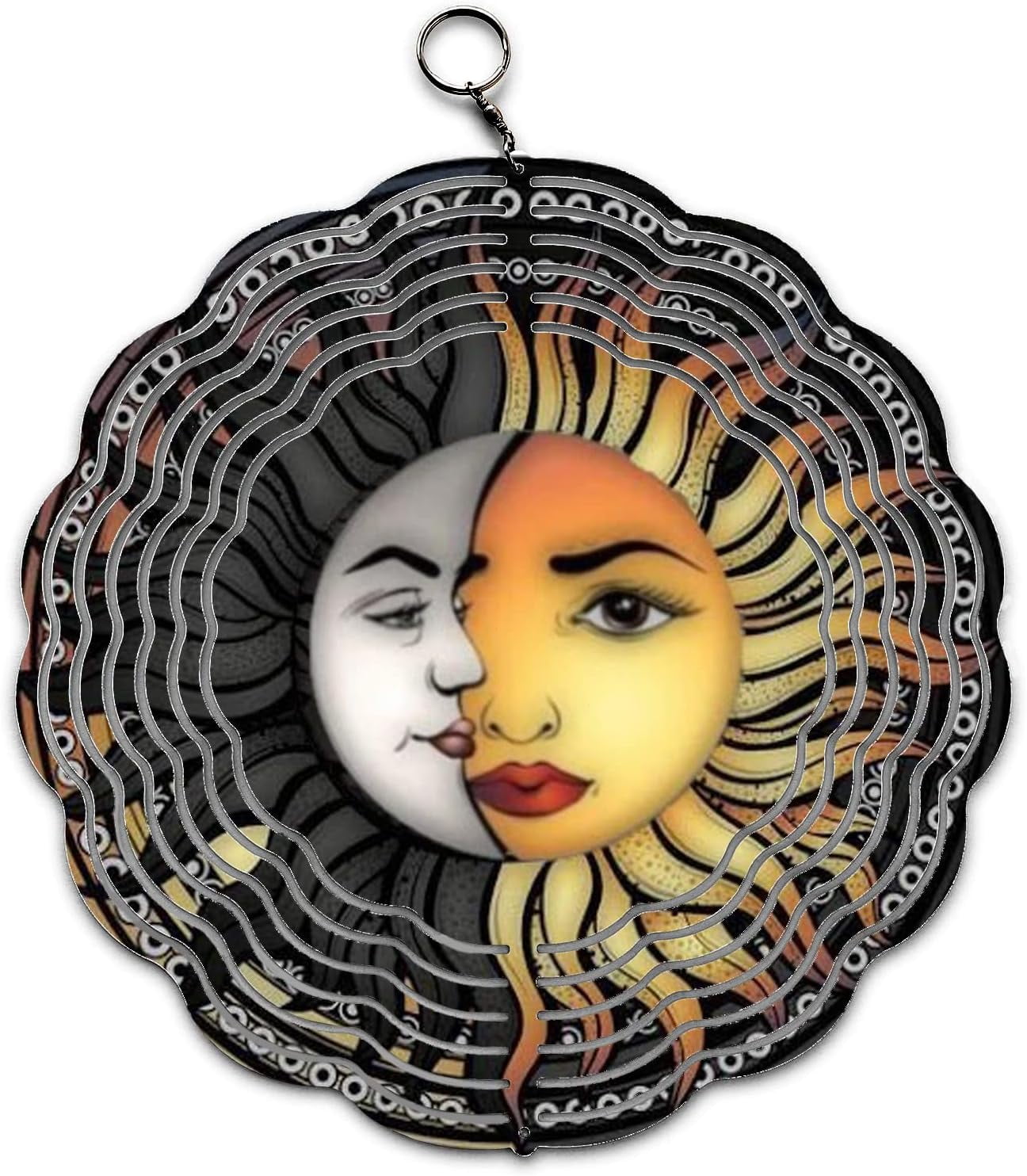 Celestial Balance Sun and Moon Wind Spinner Art 10 inch for Garden with ...