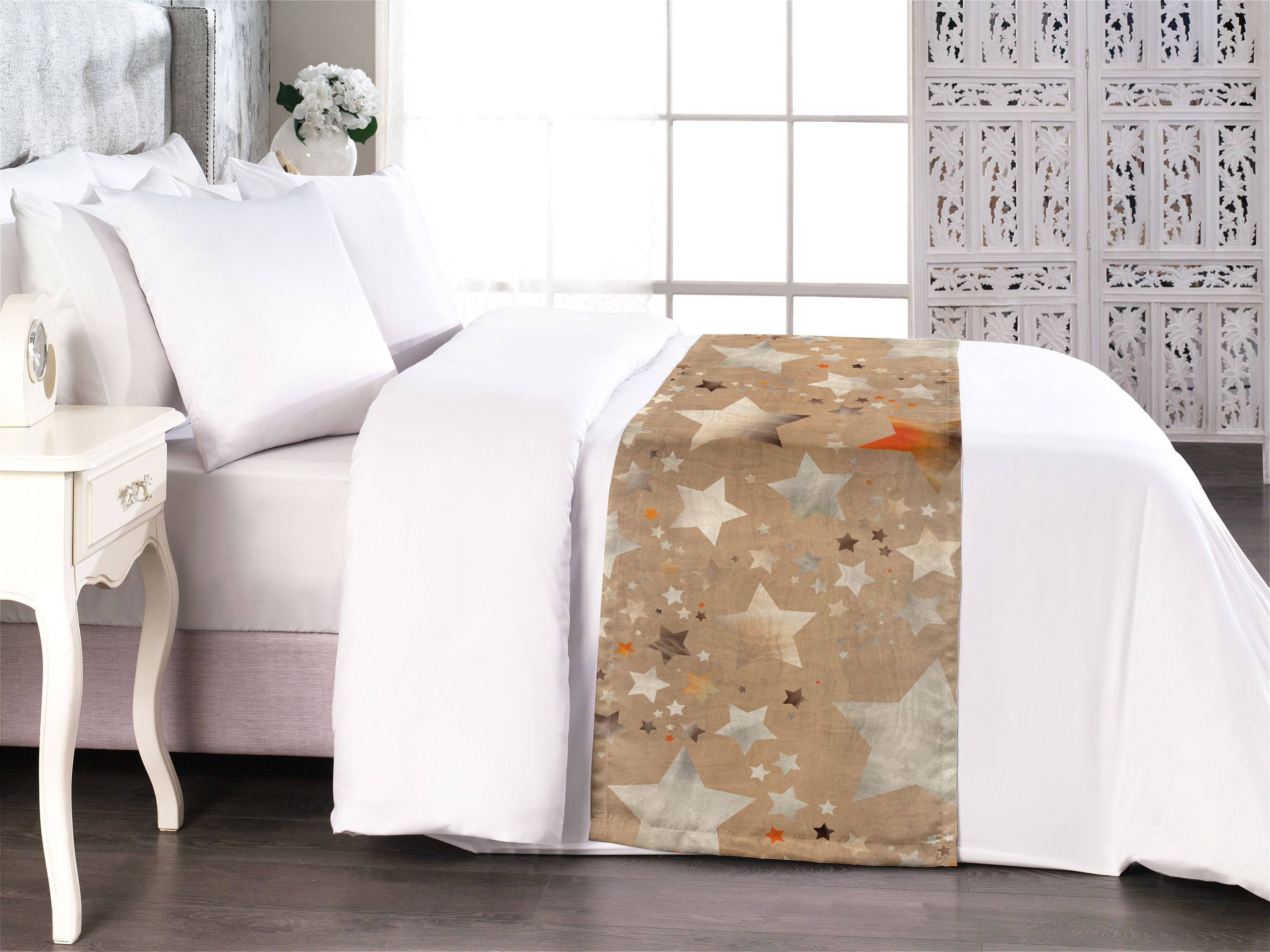 Celestial Bed Runner, Abstract Modern Art of Astronomy Vibes Star ...