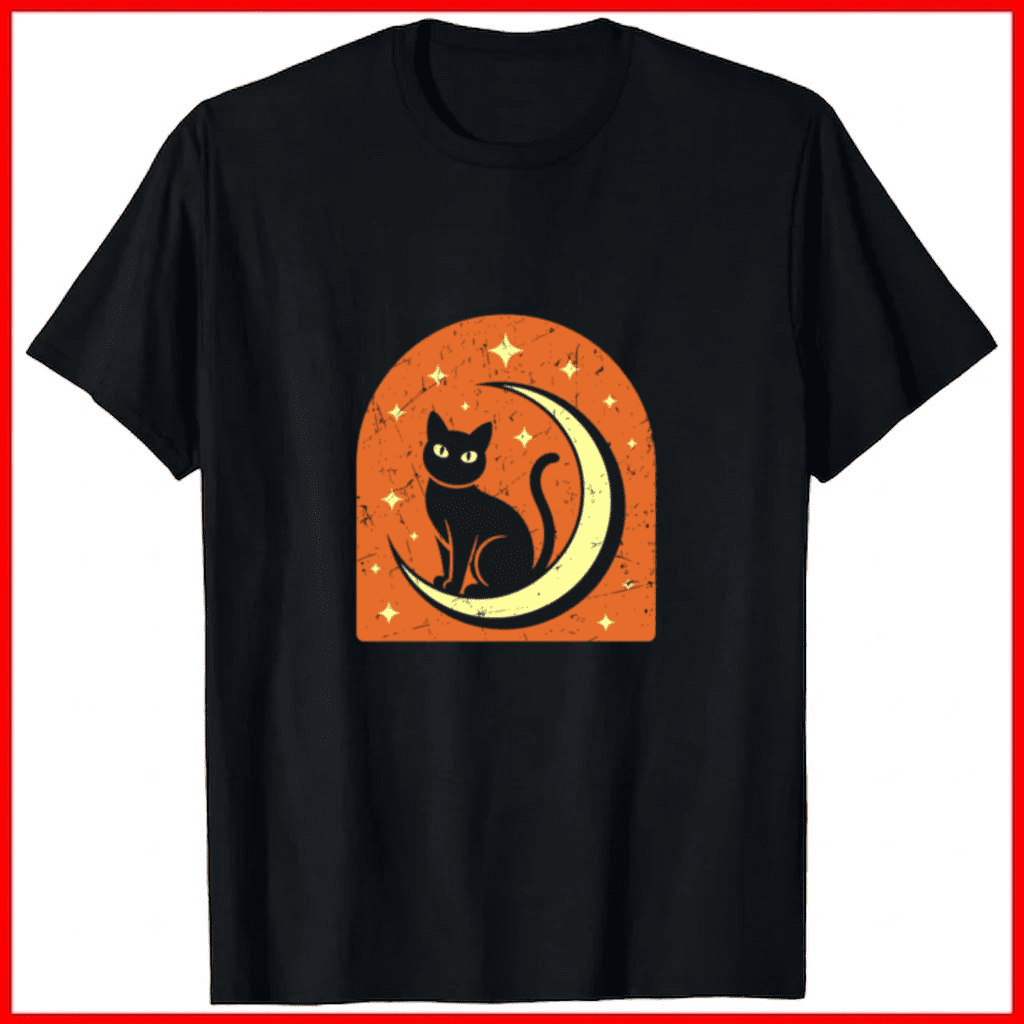 Celestial Black Cat Moon Magic Dreamy Night Cosmic Lover Unisex T-Shirt ...
