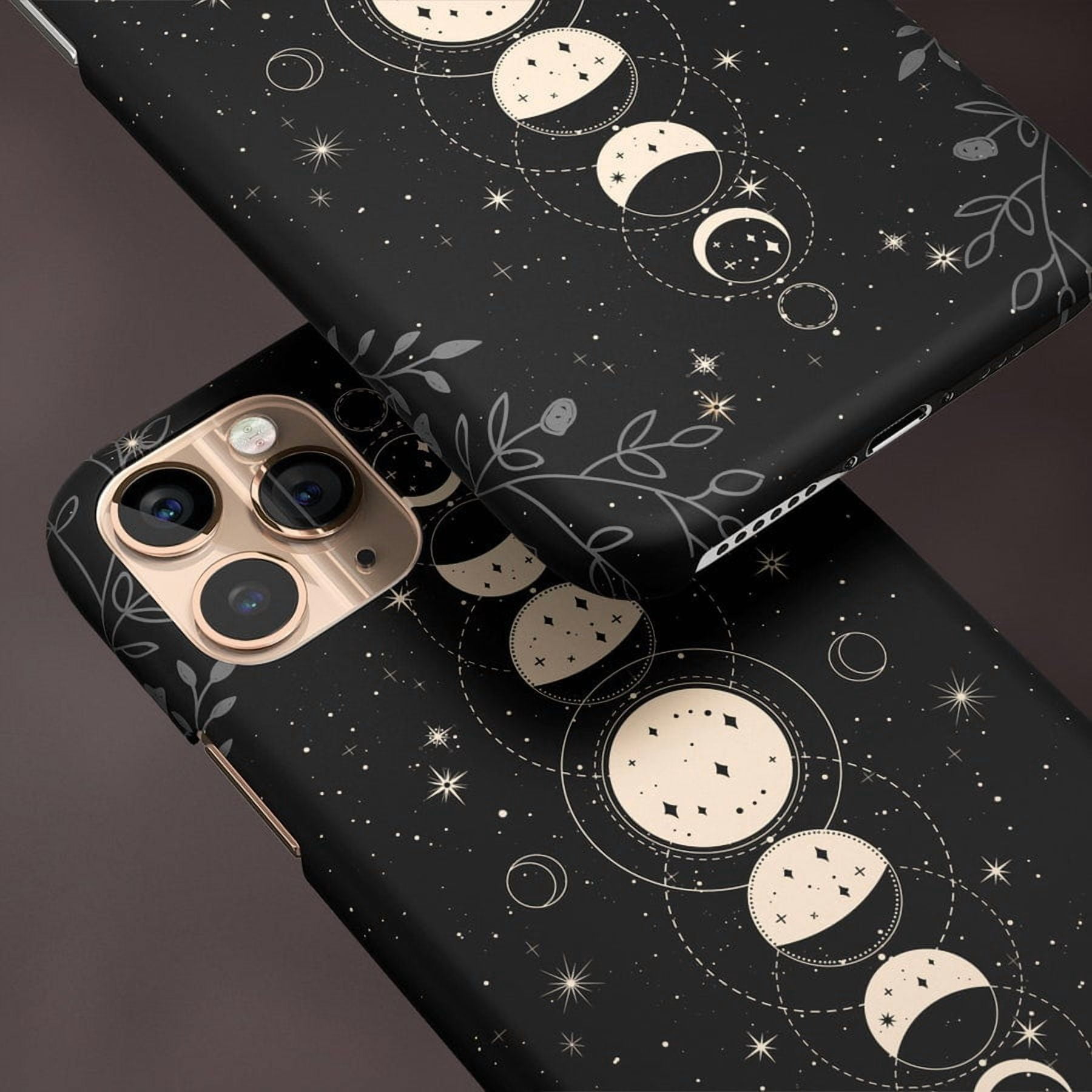 Celestial Black Moon Phases Galaxy Protective Phone Case 11 12 13 14 15 ...