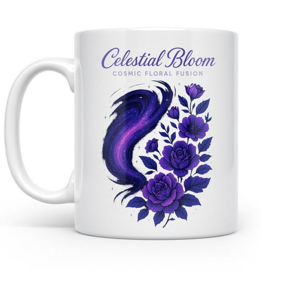 Celestial Bloom Coffee Mug CoS1Mic Floral Purple and Blue - Walmart.com