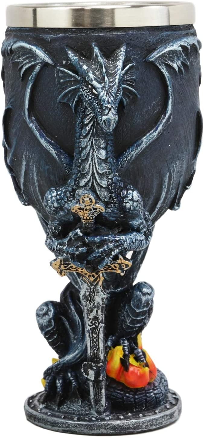 Celestial Blue Divine Fire Winged Dragon With Excalibur Sword Wine ...