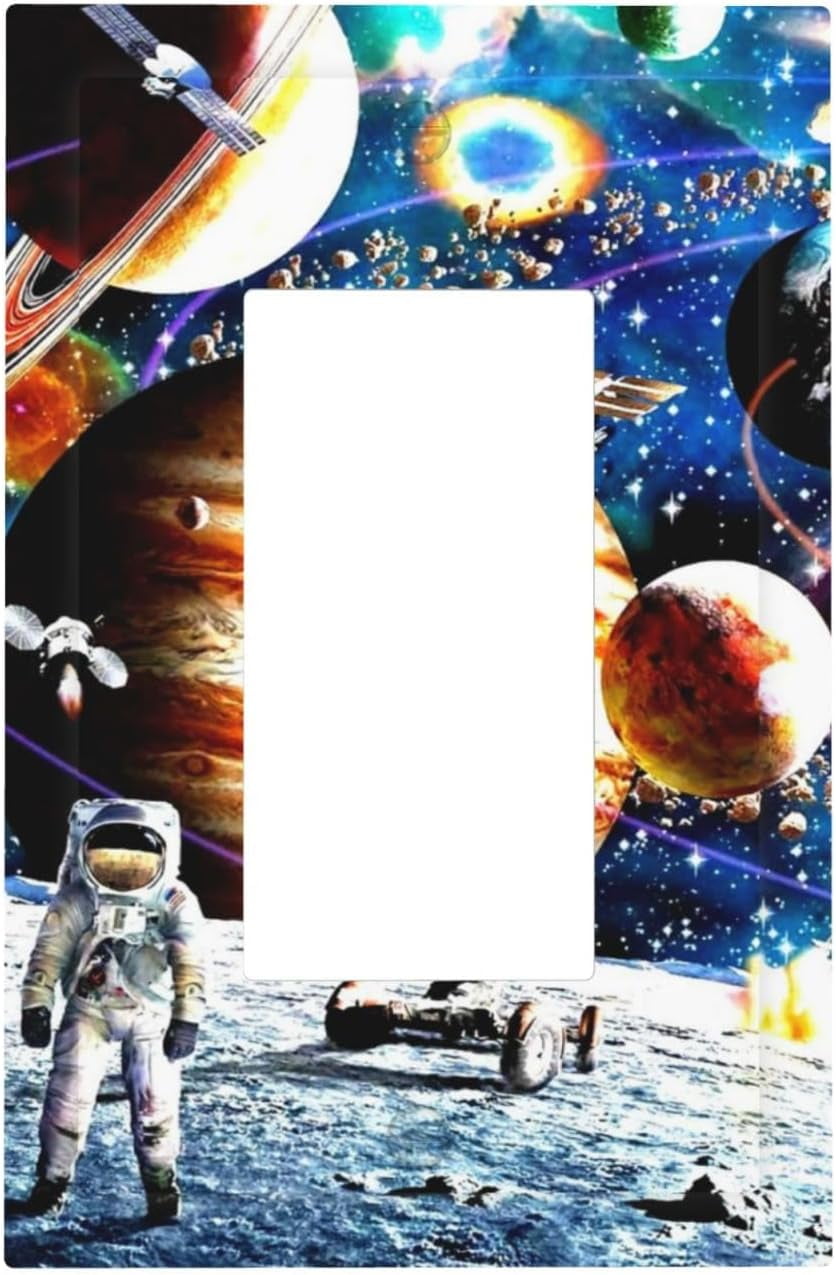 Celestial Blue Outer Space Kid Boy 1 Gang Single Decorator GFCI/Rocker ...