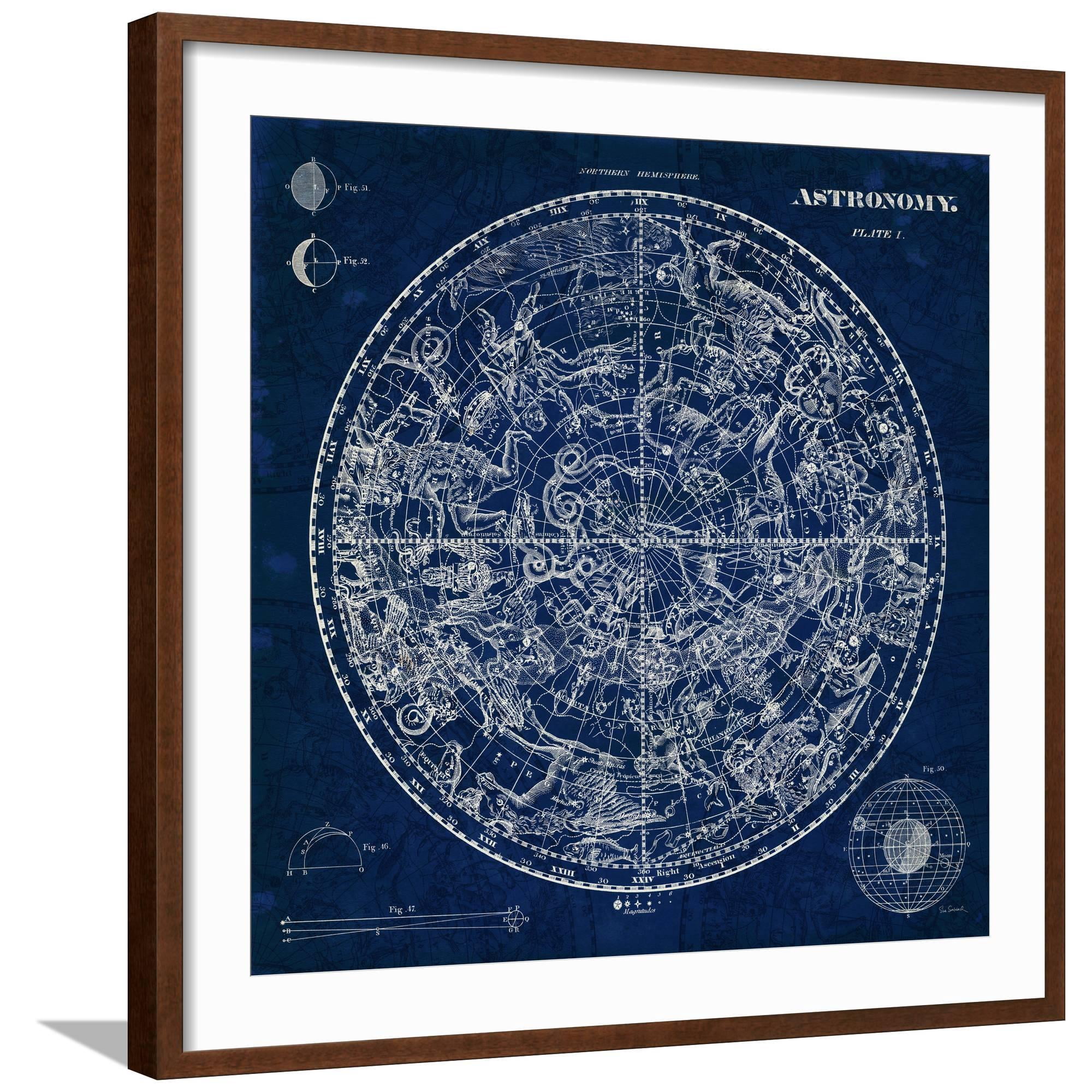 Art.com Celestial Blueprint Art Print by Sue Schlabach, Brown Frame ...