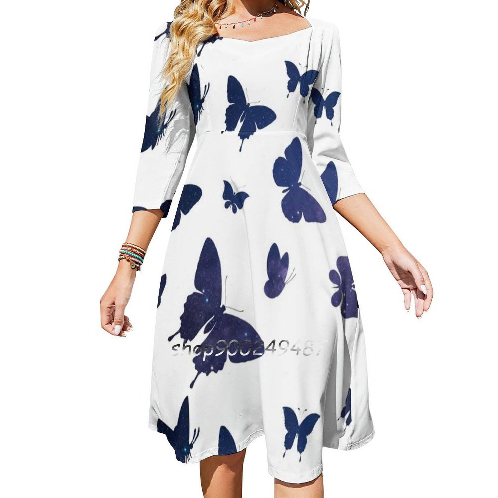 Celestial Butteflies Evening Party Dresses Midi Sexy Dress Female Sweet ...