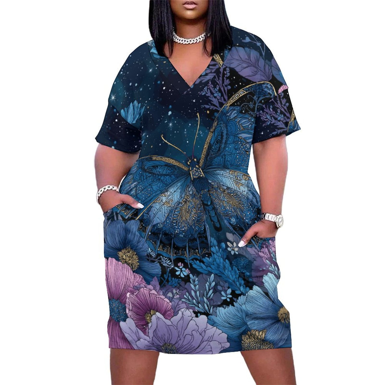 Celestial Butterfly Cosmic Garden Blooms Summer Dresses for Women Beach ...