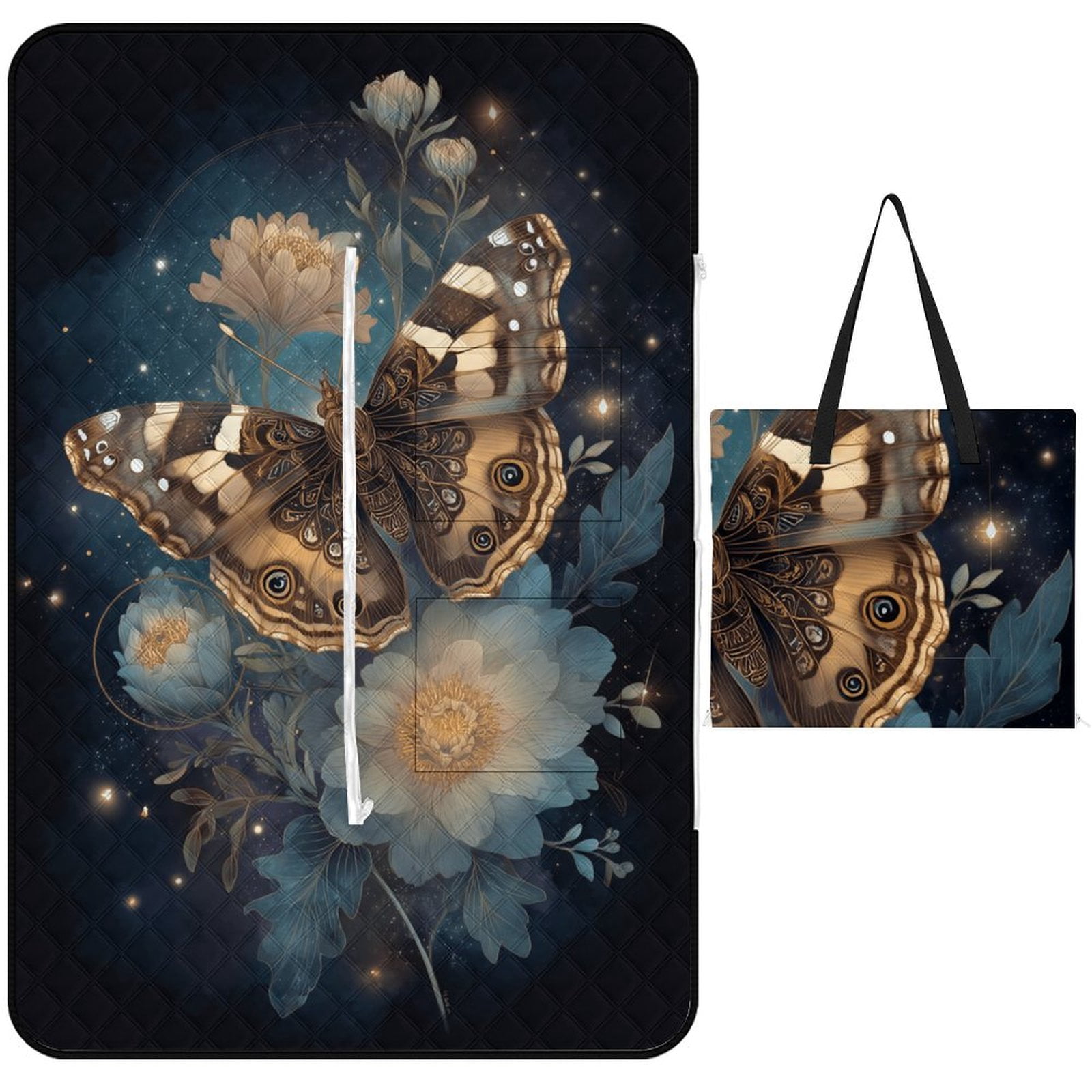 Celestial Butterfly Floral Night Dreamscape Art Picnic Blanket ...