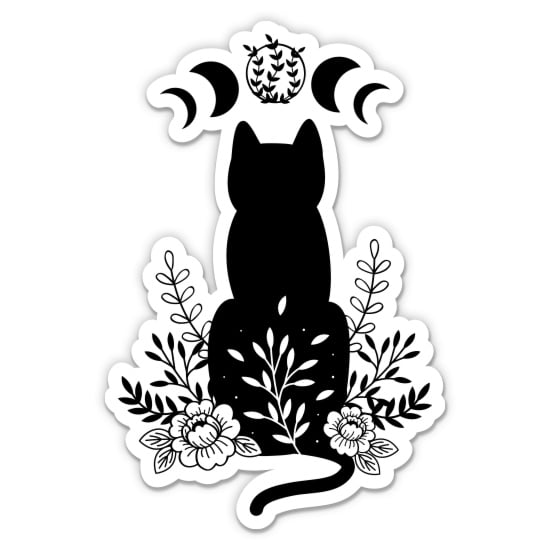 Celestial Cat Moon Phases - 5" Vinyl Sticker - For Car Laptop I-Pad ...