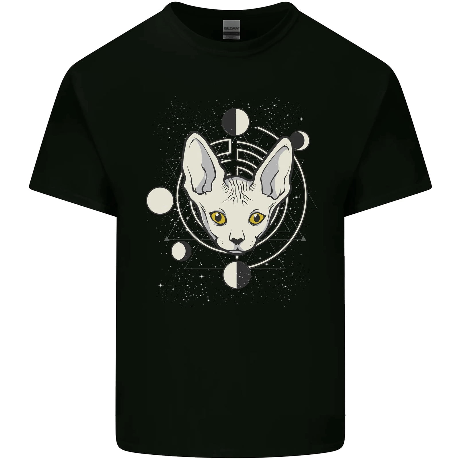 Celestial Cat Moon Phases Mens Cotton T-Shirt - Walmart.com