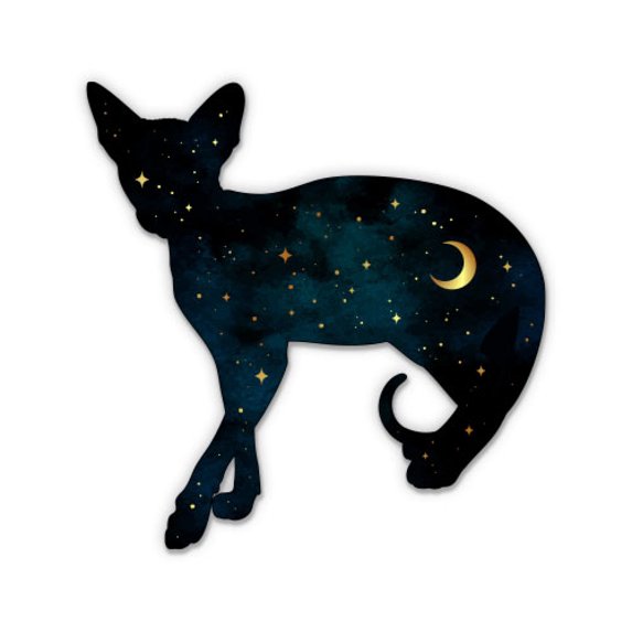 Celestial Cat Sphynx Kitty - 3" Vinyl Sticker - For Car Laptop Water ...