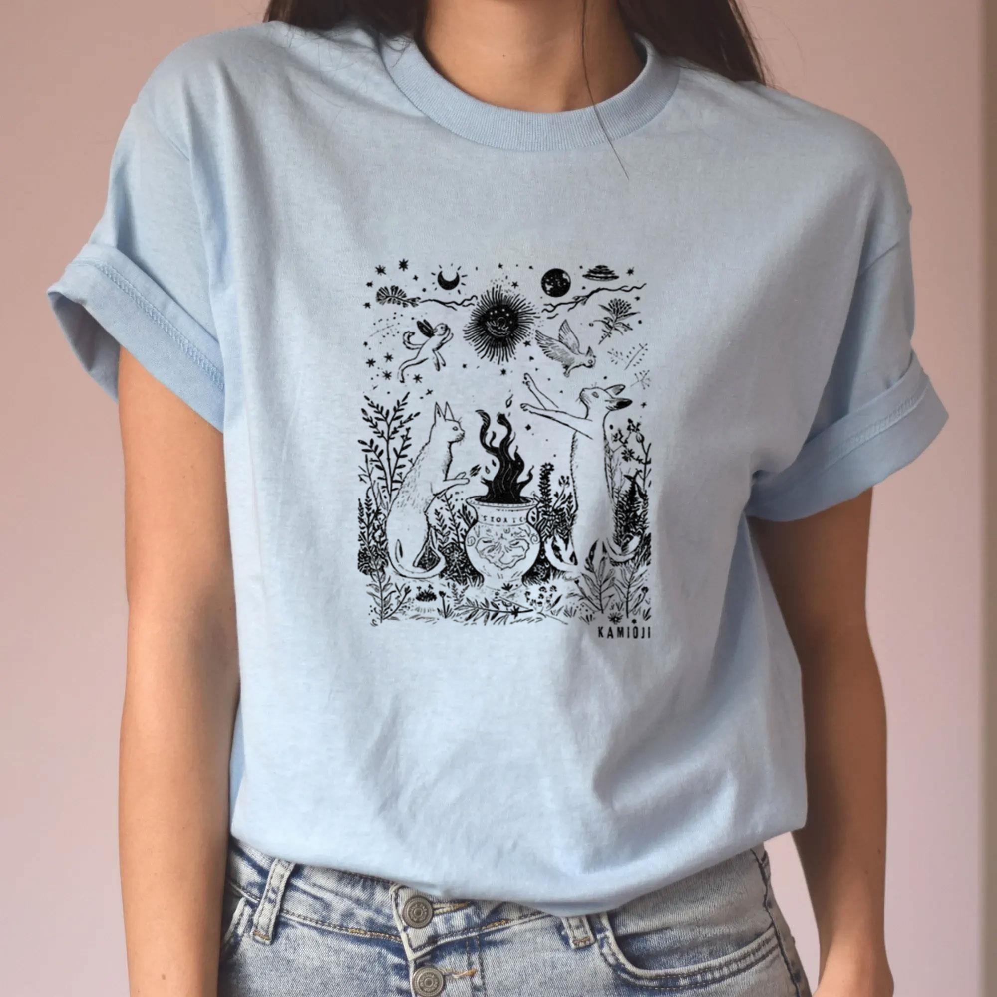 Celestial Cat Tshirt Witch Shirt Dark Cottagecore Weirdcore Abstract ...
