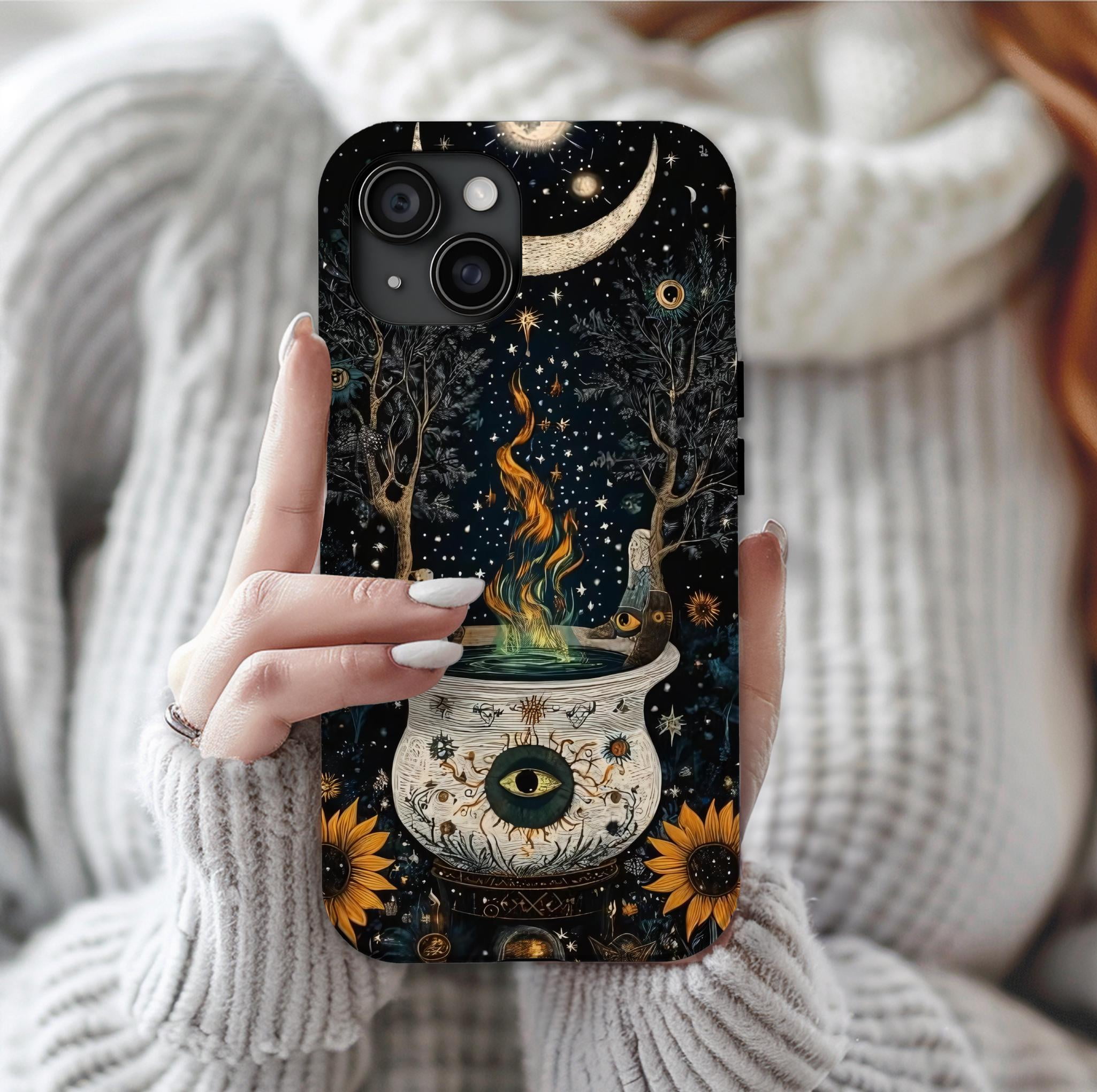 Celestial Cauldron Witchy Floral Magic Case for iPhone 17 through 11 ...