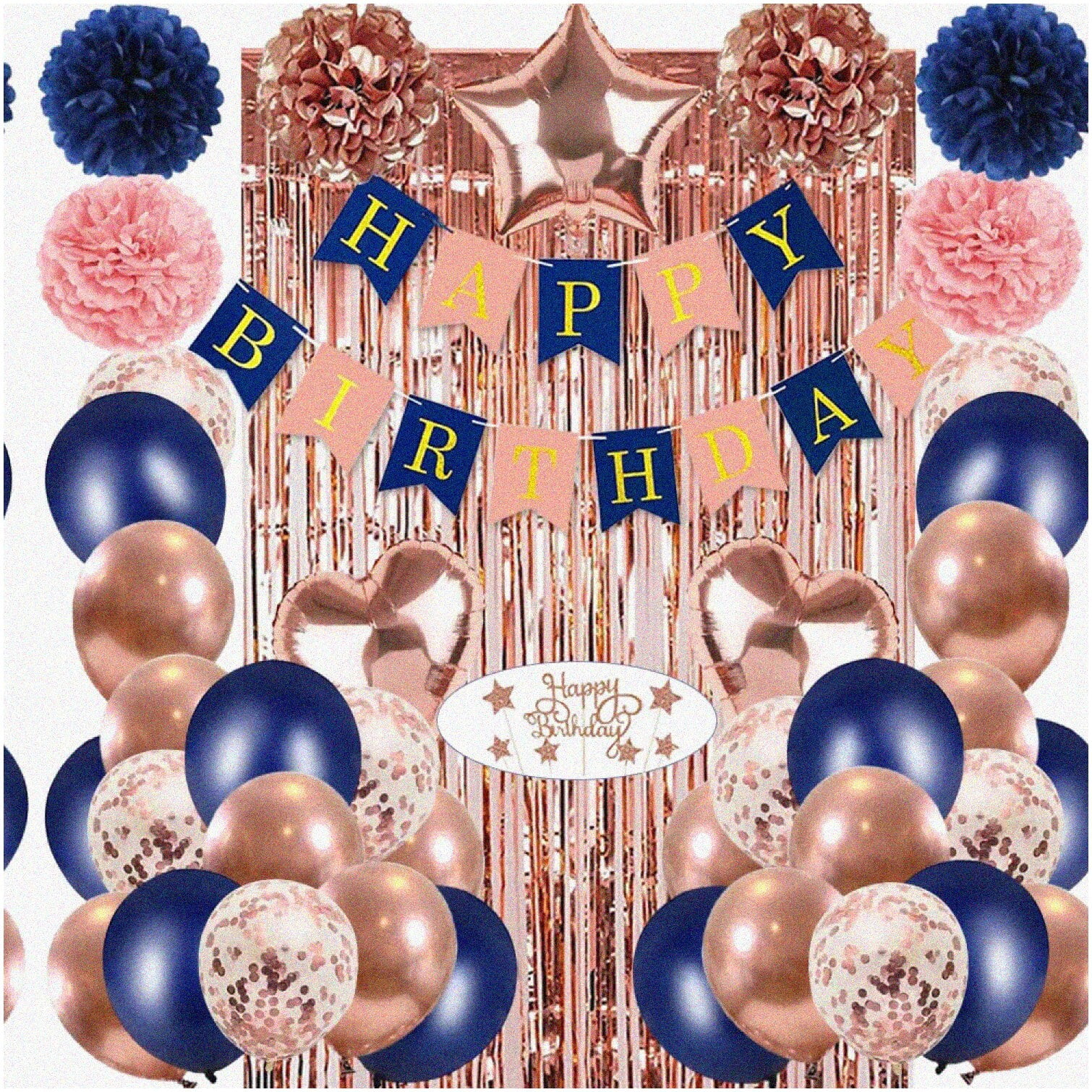 Celestial Celebration: Navy Blue Rose Gold Party Kit for Milestone ...
