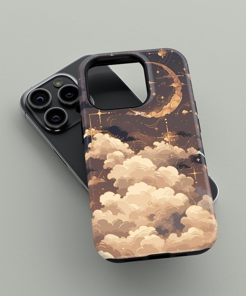 Celestial Clouds Stars Moon Aesthetic Phone Case for iPhone 11 12 13 14 15 16 17 Pro Max ...