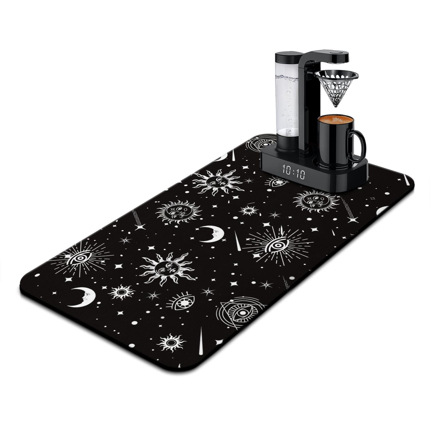 Celestial Coffee Maker Mat - Boho Starry Night Absorbent Coffee Bar Mat ...