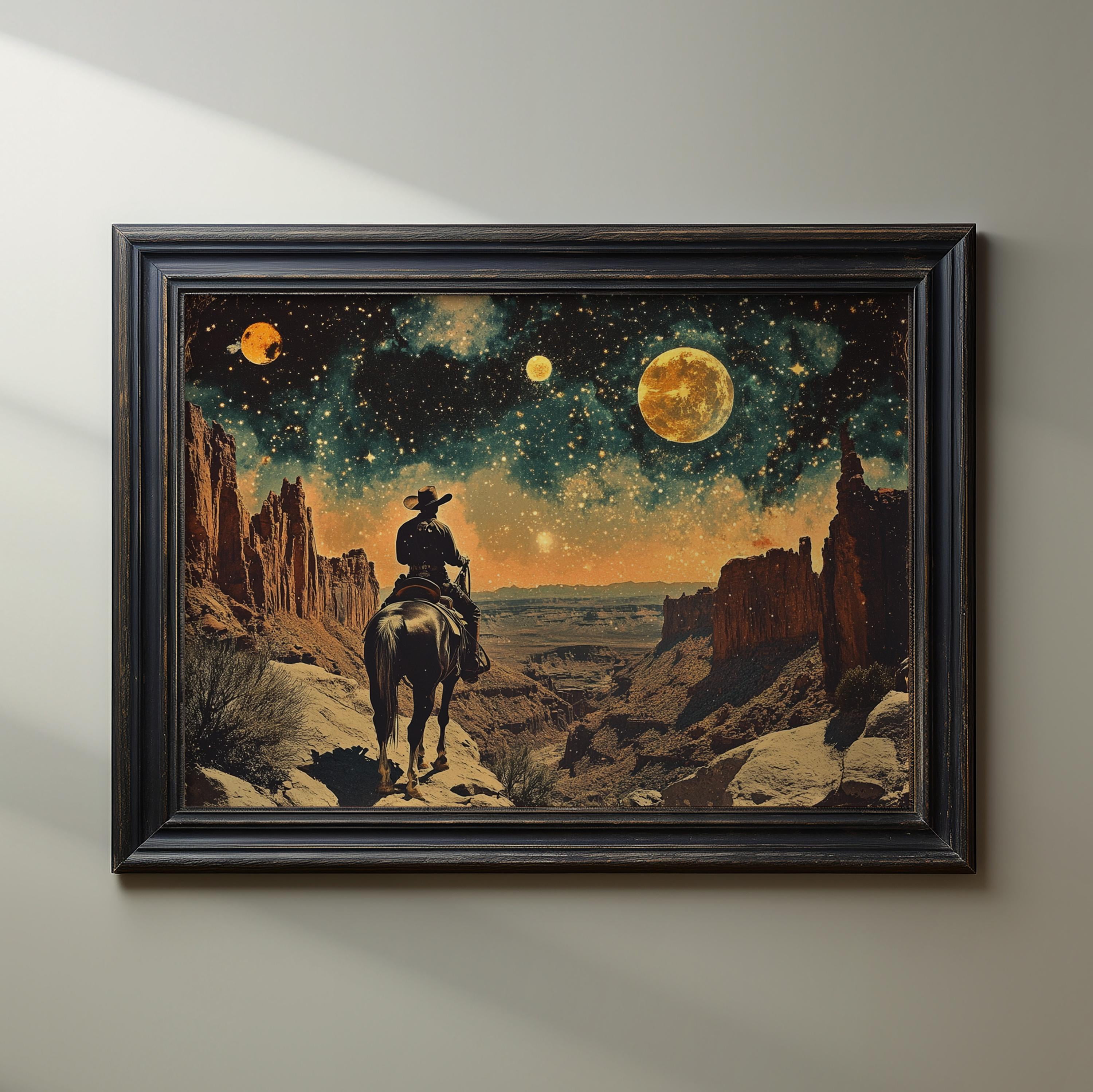 Celestial Cowboy Canyon Landscape Printable Wall Art Vintage ...