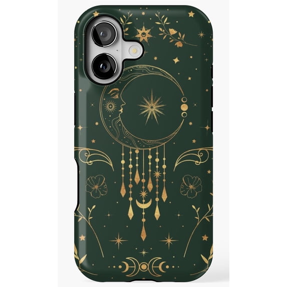 Celestial Crescent Moon Floral Phone Case for iPhone 11 12 13 14 15 16 ...