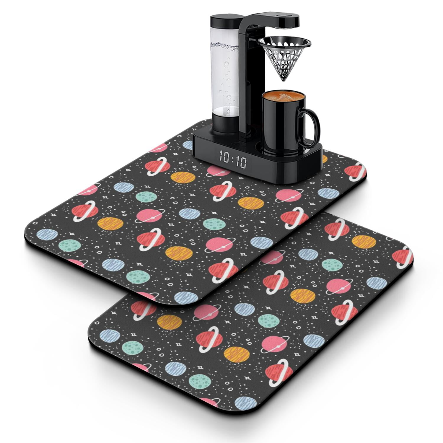 Celestial Dish Drying Mat, Spacecraft Alien Starry Night Sky Absorbent ...