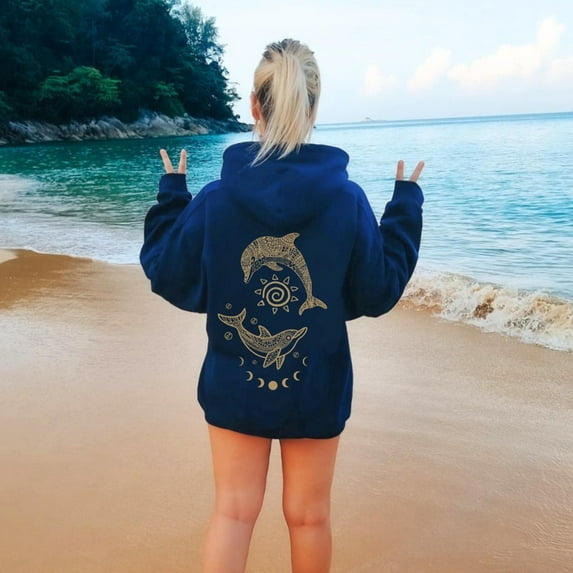 Celestial Dolphin Hoodie Coconut Girl Aesthetic Beachy Clothes Nature ...