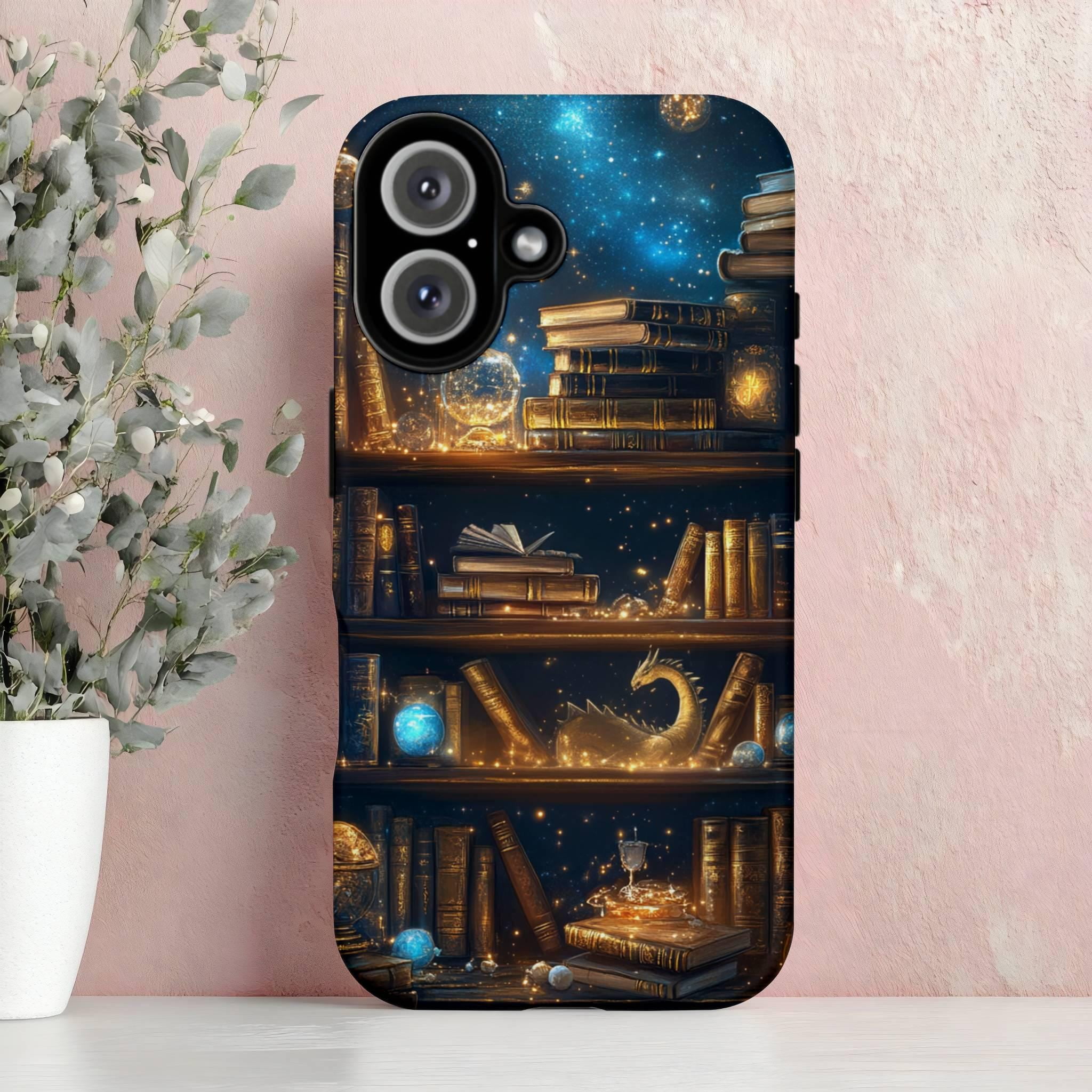 Celestial Dragon Bookcase Fantasy Galaxy Pattern with iPhone 17 11 12 ...