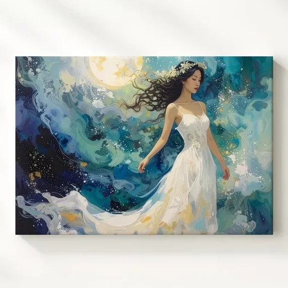 Celestial Dream Woman Posterethereal Fantasy Moonlight Wall Art Living ...