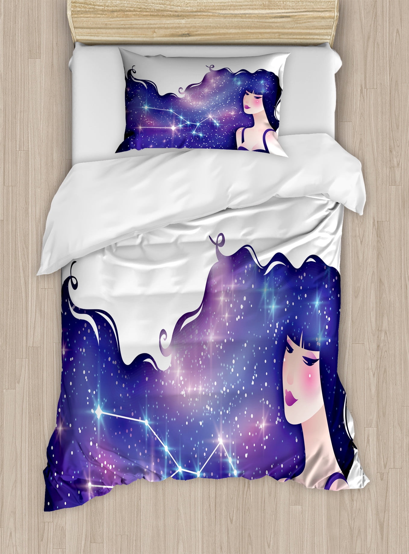 Celestial Duvet Cover Set, Taurus Zodiac with Constellation on Woman's ...