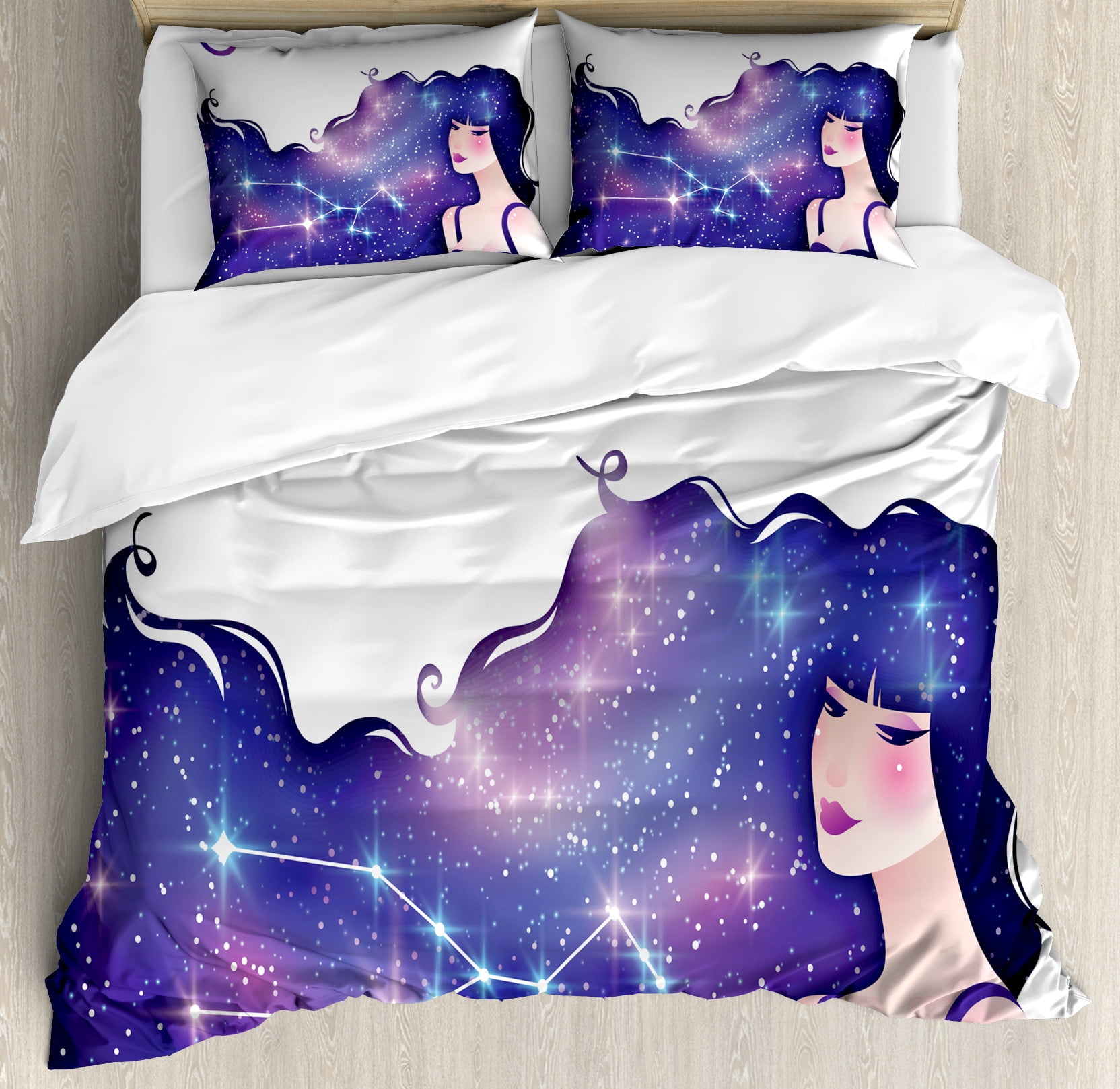 Celestial Duvet Cover Set, Taurus Zodiac with Constellation on Woman's ...