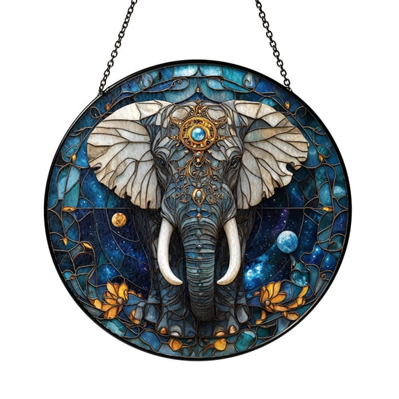 Celestial Elephant Suncatcher Window Decor, Mandala Inspired Hanging ...