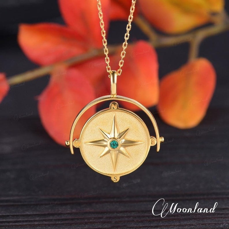 Celestial Emerald Fidget Pendant Necklace Silver Personalized Engraved Gift for women - Walmart.com