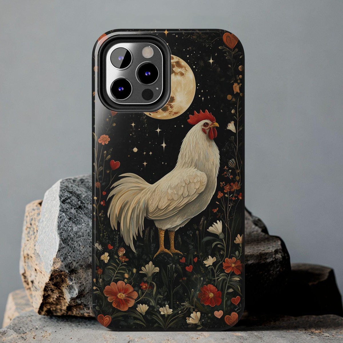 Celestial Farm Chicken Wildflower Moon Phone Case with iPhone 17 to 11 ...