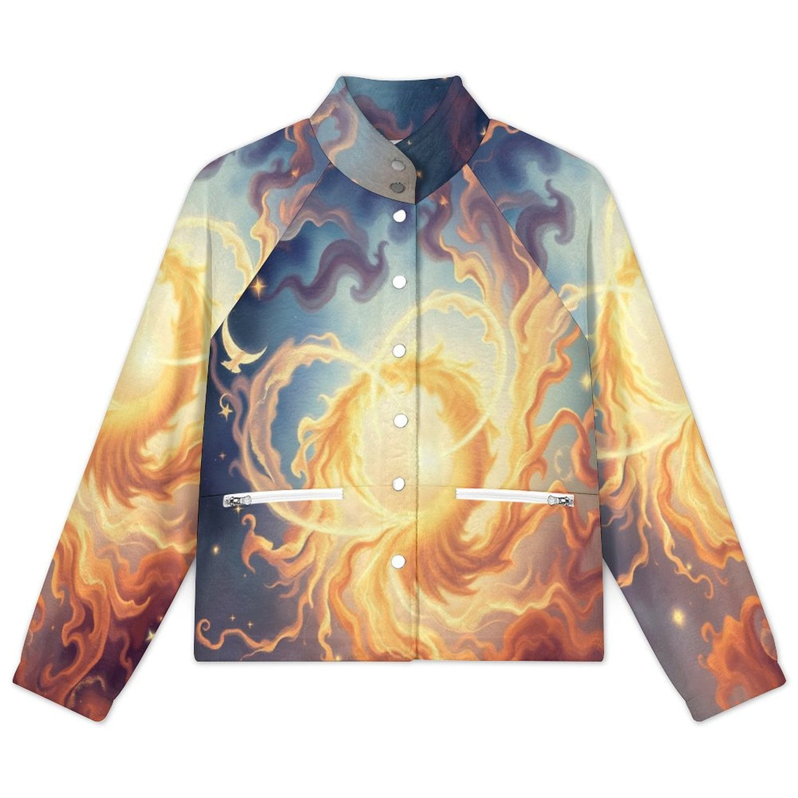 Celestial Fiery Birth Warm Women's Plush Jacket Stand Collar Full ...