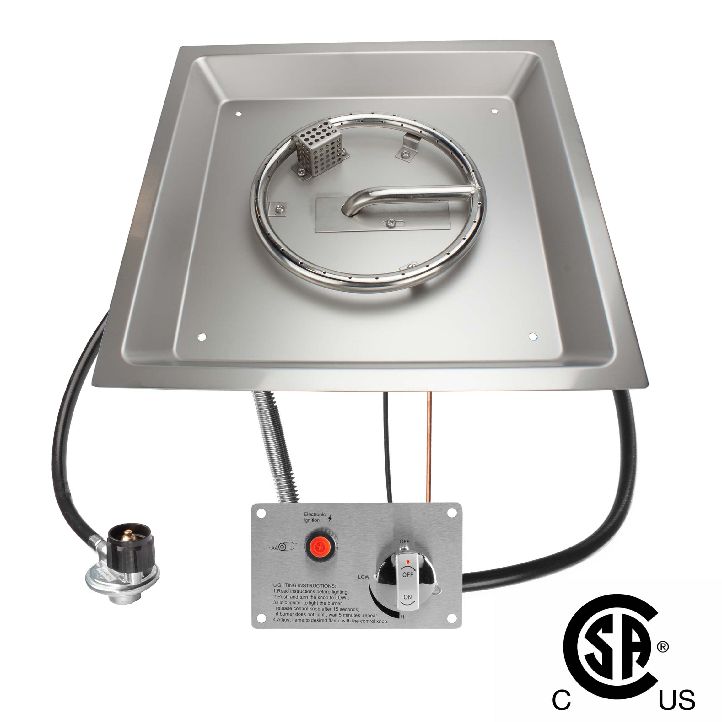 Celestial Fire Glass 17" Square CSA Certified Fire Pit Burner Kit ...