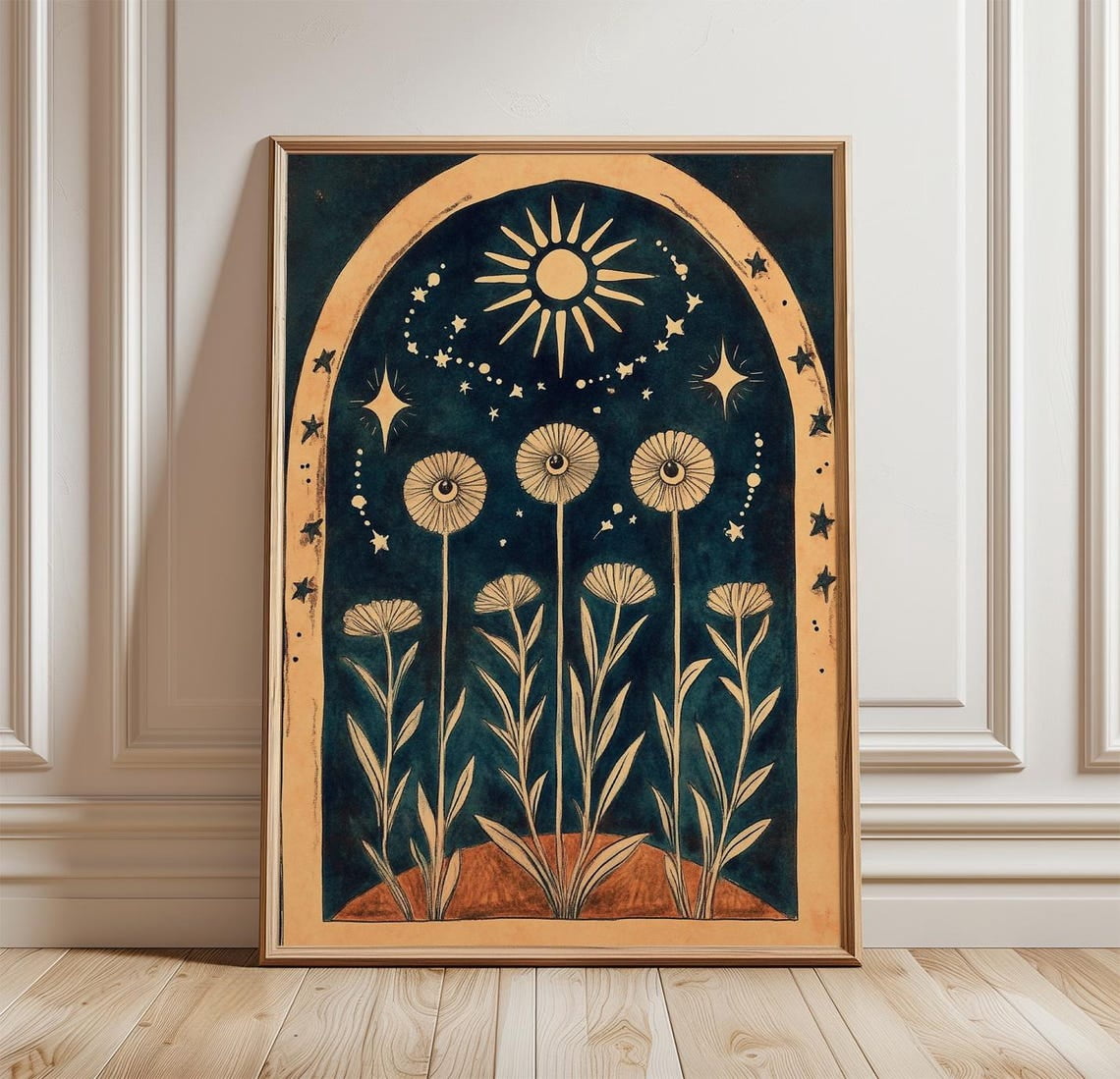 Celestial Floral Poster Boho Night Sky Wall Art Vintage Botanical ...