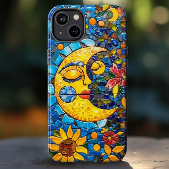 Celestial Floral Tile Sun Moon Stars iPhone Case 17 through 11 Pro Max ...