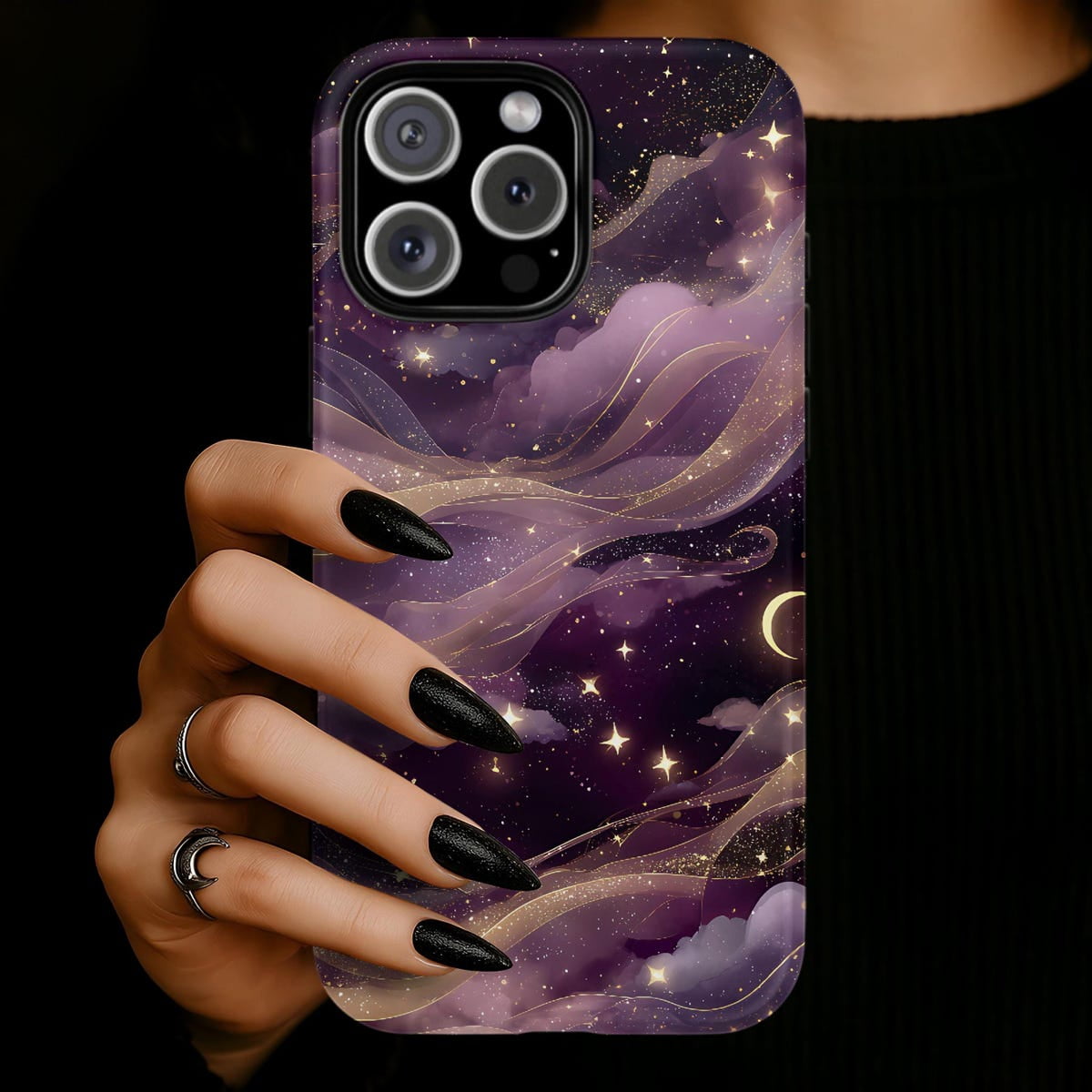 Celestial Galaxy Night Sky Purple Starry Phone Case for iPhone 17 to 11 ...