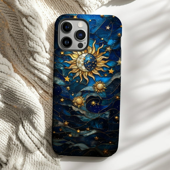 Celestial Galaxy Sun Moon Mosaic Starry Night Case for iPhone 17 11 12 ...