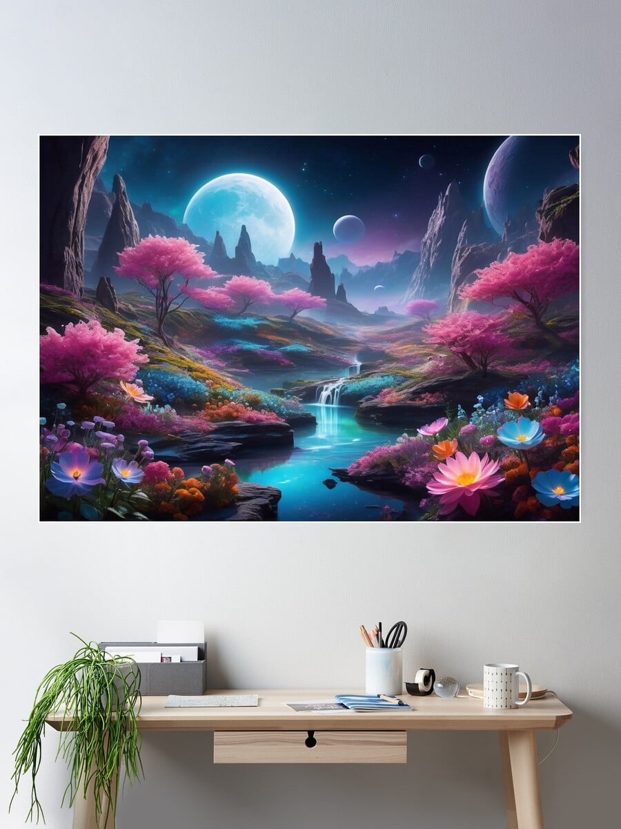 Celestial Garden Poster Wall Art, Modern Wall Decor For Living Room ...