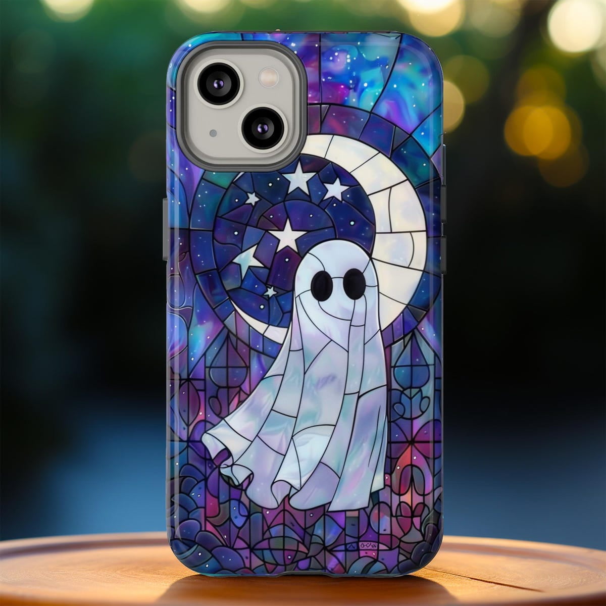 Celestial Ghost Moon Stars Faux Stained Glass Night Sky iPhone Case 17 to 11 Pro Max - Walmart.com