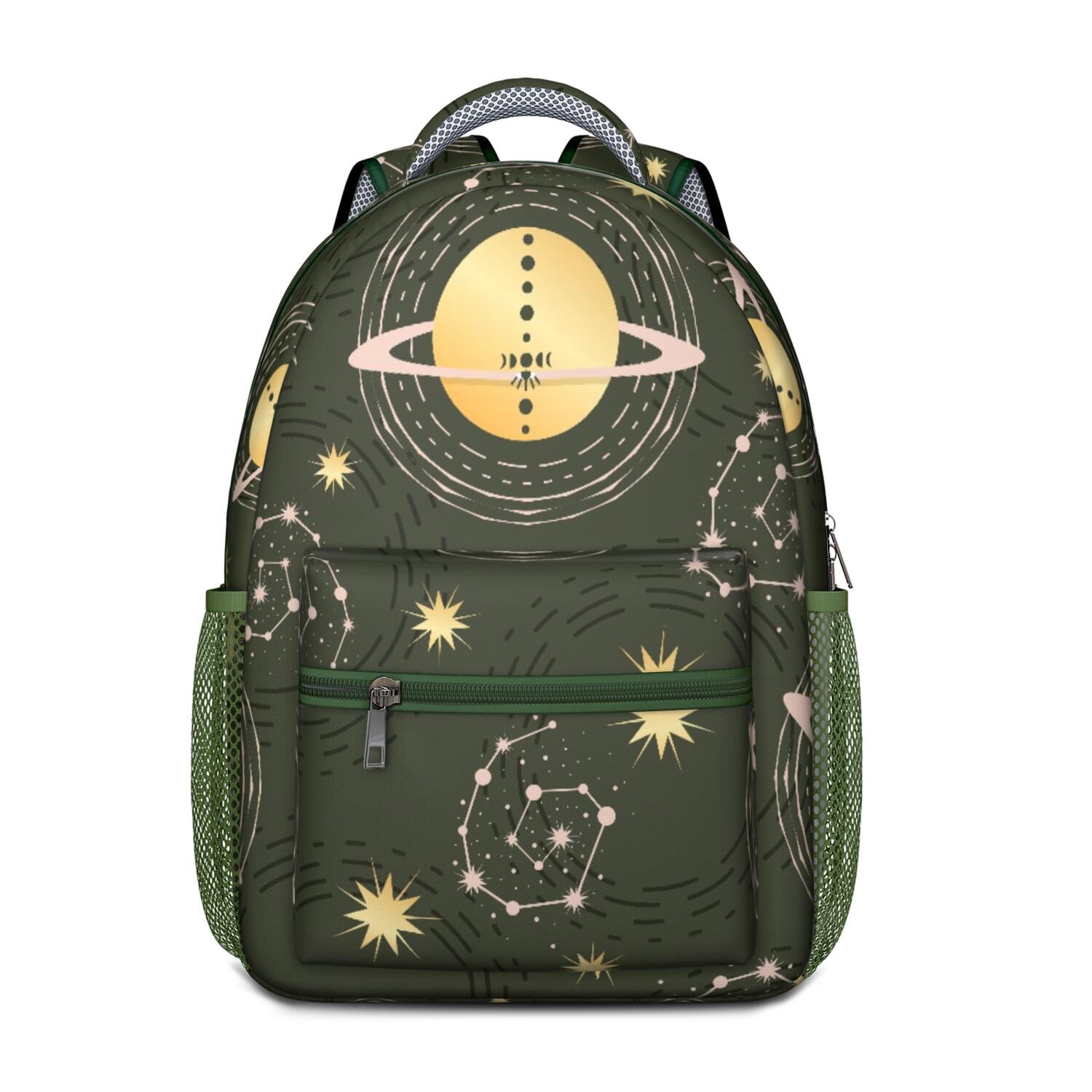 Celestial Goth School Backpack – Cosmic Moon, Star & Sun Pattern with ...