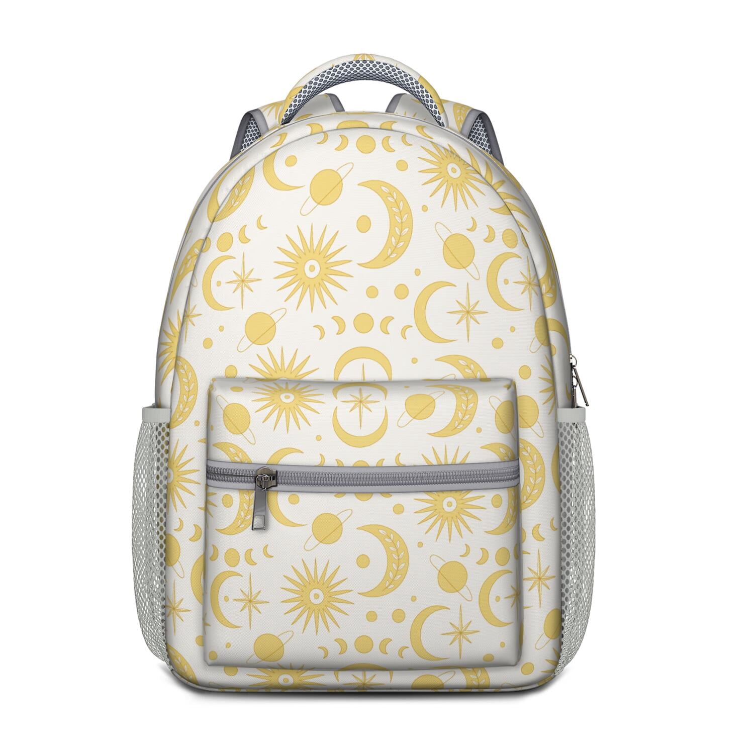 Celestial Goth School Backpack – Cosmic Moon, Star & Sun Pattern with ...