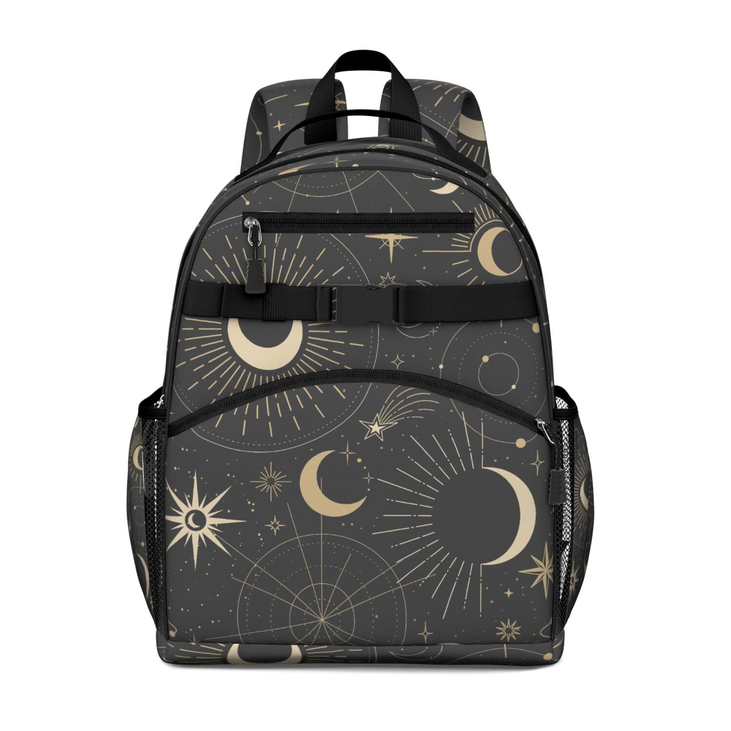 Celestial Goth Students Backpack with Spiritual Moon and Star Astrology ...